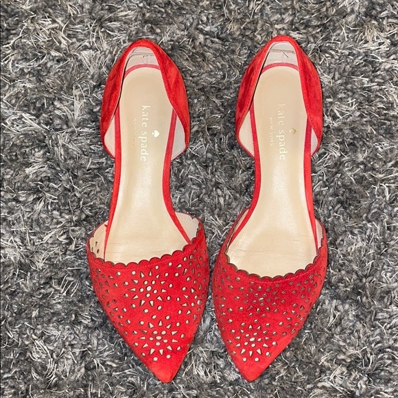 kate spade | Shoes | Kate Spade Maraschino Red Cutout Pointed Flats ...
